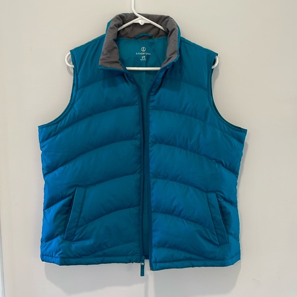 Lands' End | Jackets & Coats | Lands End Teal Zip Front Puffer Vest ...